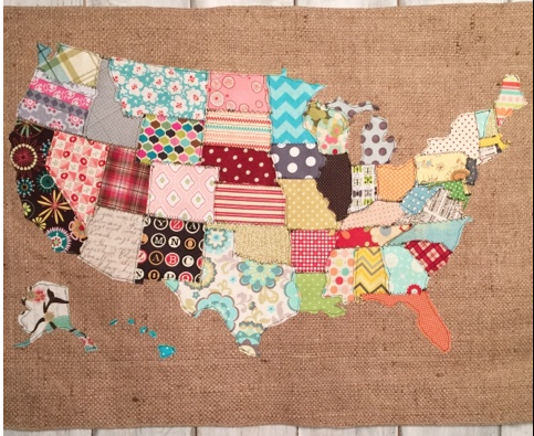 Make a fabric map using just scraps! - The little Green Bean