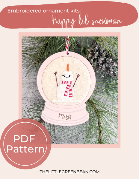Christmas Ornament | Happy Lil Snowman | Embroidery Pattern - The ...