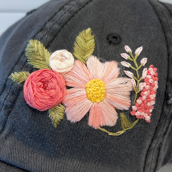 Embroidered Hat Pattern Summer Floral Bouquet | PDF Digital Download ...
